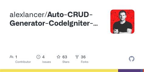 GitHub Alexlancer Auto CRUD Generator CodeIgniter