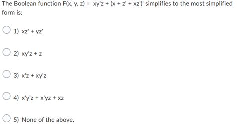 solved the boolean function f x y z xy z x z xz