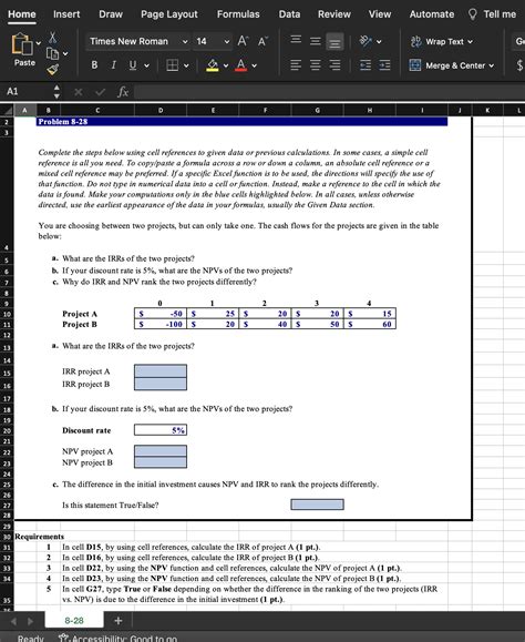 solved complete the steps below using cell references to
