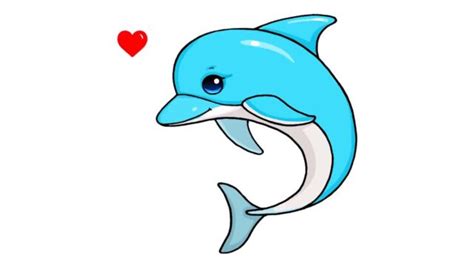 آموزش کشیدن نقاشی دلفین ساده کودکانه با رنگ آبی