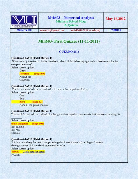 MTH Solved Subjective Question For Mid Term File Version V Update Dated May