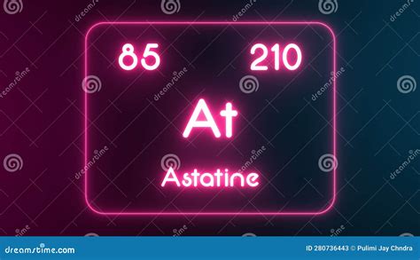 Modern Periodic Table Astatine Element Neon Text Illustration Stock