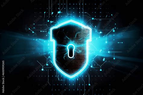 Concept Of Cyber Security Designed As Lock On Defensive Shield