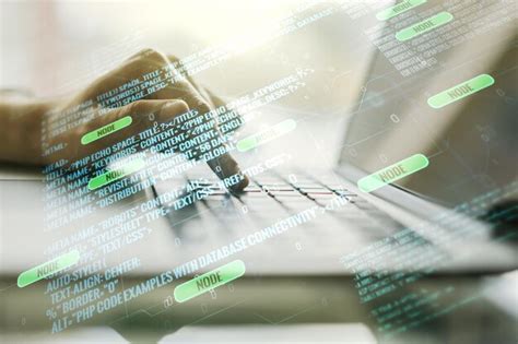 Premium Photo Abstract Creative Coding Illustration With Hands Typing On Laptop On Background