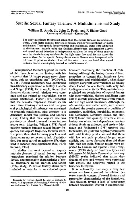 Pdf Specific Sexual Fantasy Themes A Multidimensional Study