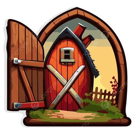 Animation Of Red Barn Door And Windows Vector Clipart Barn Door Barn