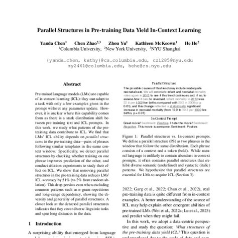 Parallel Structures In Pre Training Data Yield In Context Learning Acl Anthology