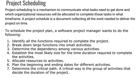 software project scheduling ppt