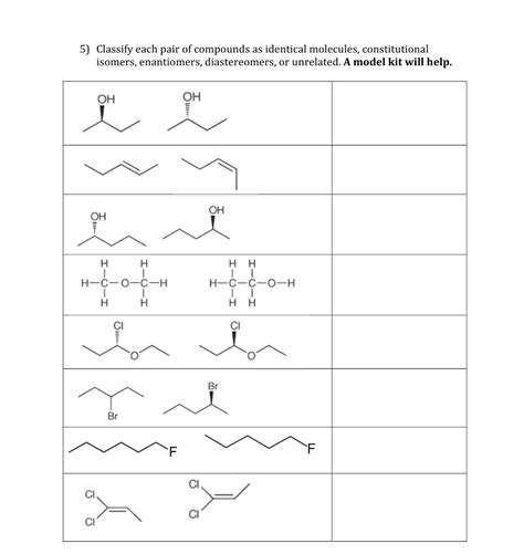 Solved 5 Classify Each Pair Of Compounds As Identical