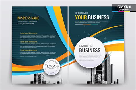 브로셔 전단지 서식 파일 레이아웃 배경 디자인입니다 소책자 전단지 기업 비즈니스 연례 보고서 레이아웃 틸 블루 오렌지와 흰색 원 배경 템플릿 A4 크기벡터 일러스트 레이 션