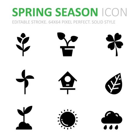 Premium Vector Spring Solid Icon Design Vector Symbol Set