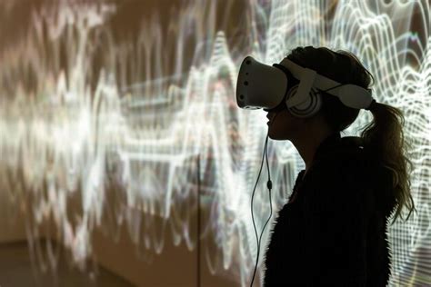 Premium Photo Virtual Reality Soundscapes Gamers Wearing Vr Headsets Sound Waves Visualized In