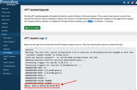 Using The Apt Updateupgrade Feature In Enforce Threater Knowledge Base