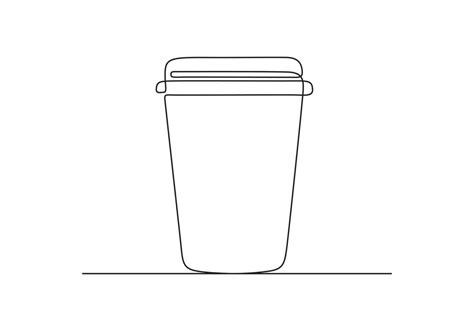 Coffee Cardboard Cup One Line Drawing Empty Cardboard Boxes Bags For Takeaway Food Continuous