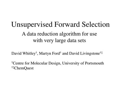 Ppt Unsupervised Forward Selection Powerpoint Presentation Free