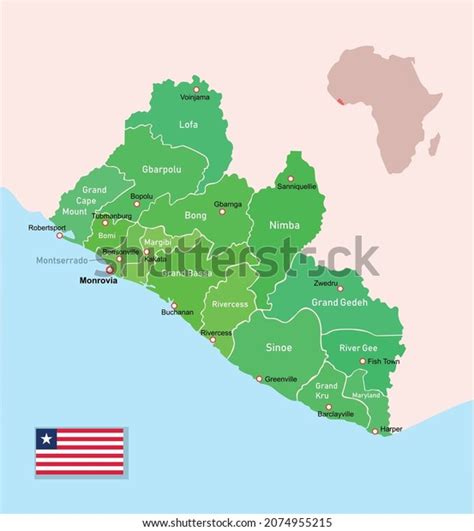 Liberia West Africa Map Premium Vector Liberia Map In Africa Icons