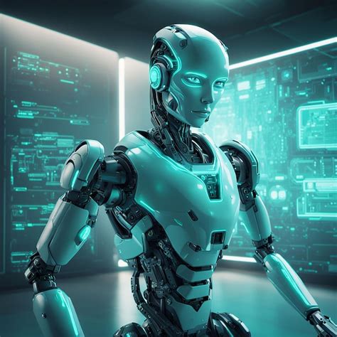 premium photo realistic illustration of a future intelligent robot in