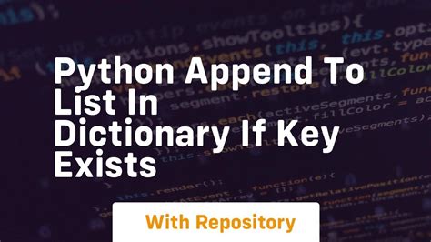 Python Append To List In Dictionary If Key Exists Youtube