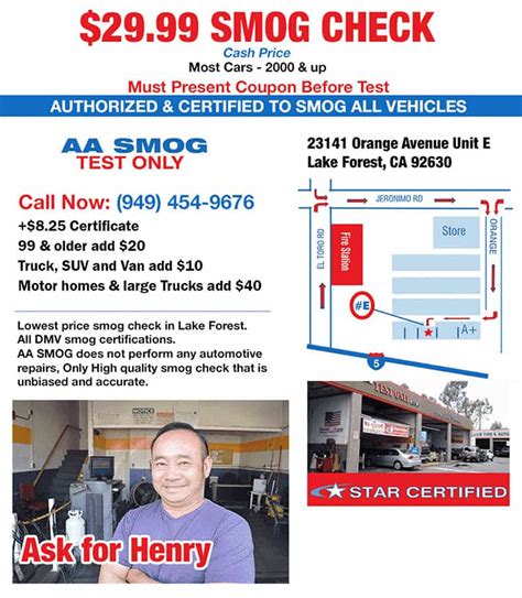 Aa Smog Test Only 29 99 Discount Smog Check Coupons