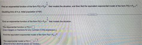 Solved Find An Exponential Function Of The Form P T Pon Chegg
