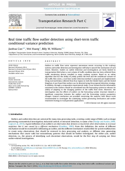 pdf real time traffic flow outlier detection using short term traffic
