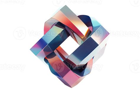 A Colorful Abstract Geometric Shape With Interwoven Sections Exhibiting Sharp Angles And
