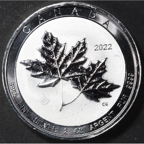 2022 2 Oz Canadian Twin Maple Leaf 999 Silver