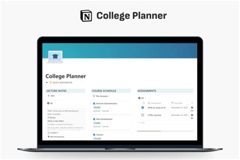 College Planner Notion Template Graphic By Hitanotion · Creative Fabrica