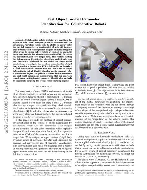 Fast Object Inertial Parameter Identification For Collaborative Robots
