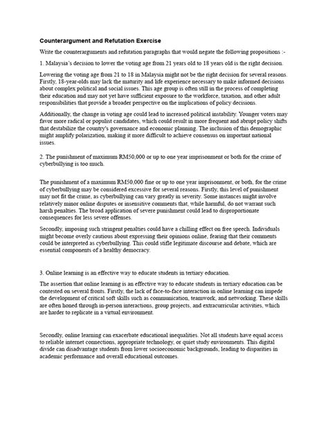 Counterargument And Refutation Exercise Download Free Pdf Educational Technology Cyberbullying