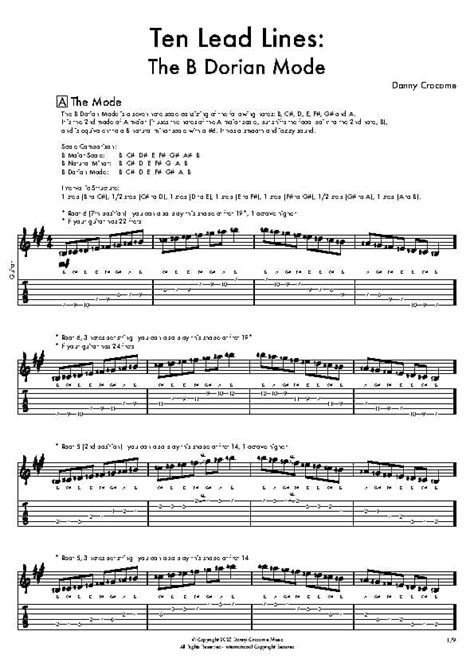 Ten Lead Lines The B Dorian Mode By Danny Crocome Music Tpt