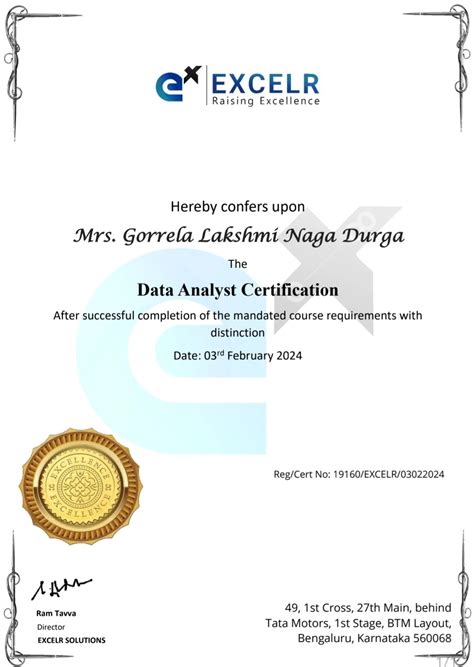 lakshmi naga durga gorrela on linkedin dataanalytics certification professionalgrowth excelr