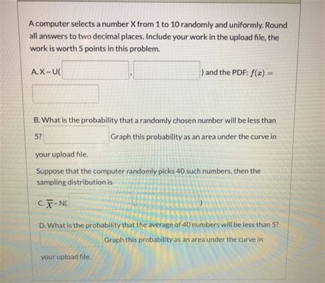 Solved A Computer Selects A Number X From 1 To 10 Randomly