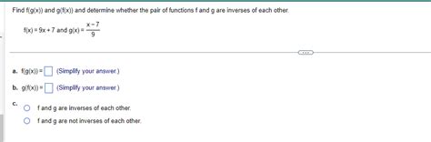 Solved Find Fgx And Gfx And Determine Whether The