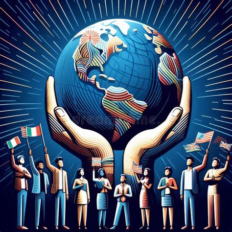 Global Unity Illustration With Flags And Hands Stock Illustration Global Unity Illustration With Flags And Hands Stock Illustration