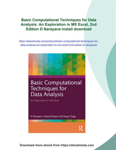 Basic Computational Techniques For Data Analysis An Exploration In Ms Excel 2nd Edition D