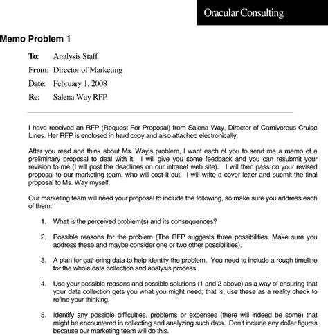 Memo For Final Form Of The Case Study The Rfp Referred To In The Memo