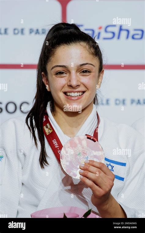 Gefen Primo Of Israel Poses With Her Gold Medal After Beating Astride