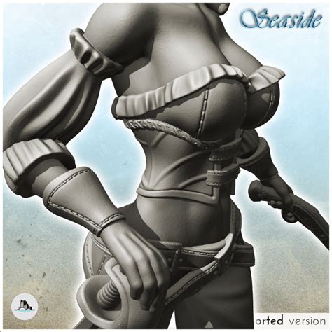 3d Printable Sexy Female Pirate With Powder Pistol And Eyelet 14