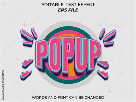 Pop Up Text Effect Font Editable Typography 3d Text Vector Template Stock Vector Adobe Stock