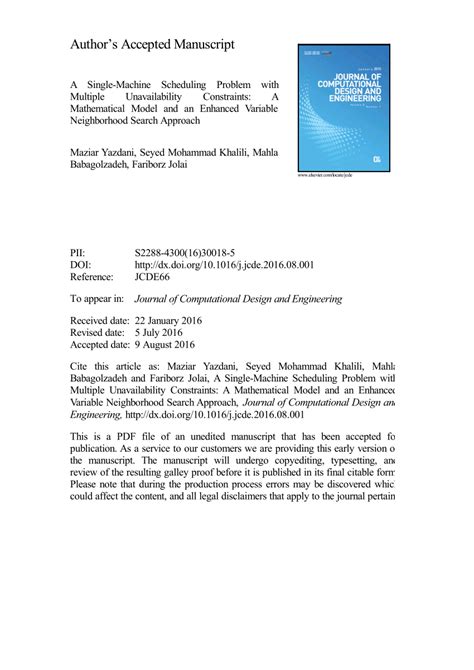 pdf a single machine scheduling problem with multiple unavailability