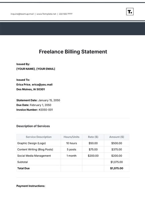Free Fee Statement Template To Edit Online