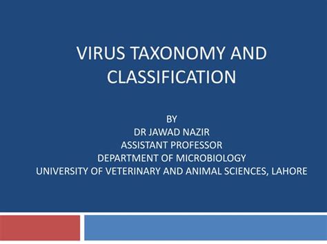 Virus Taxonomy And Classification Pdf