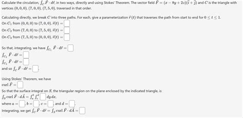solved calculate the circulation ∫cf⃗· d r⃗ in two ways directly