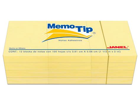 Notas Adhesivas Janel Memo Tip De 2 X 1 5 Cm 12 Piezas Con 100 Hojas