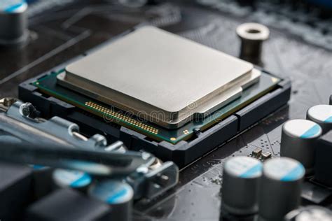 Close Up Of CPU Chip Processor Selective Focus Stock Photo Image Of Electrical Hardware