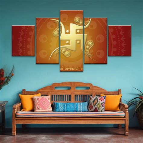 Hinduism Red And Yellow Sanskrit Swastika Symbol Hinduism Wall Art Dec