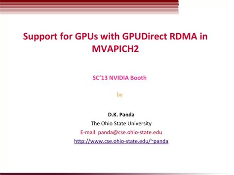 Ppt Support For Gpus With Gpudirect Rdma In Mvapich2 Sc13 Nvidia Booth Powerpoint