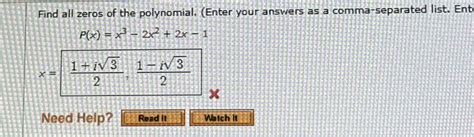 Find All Zeros Of The Polynomial Enter Your Answers