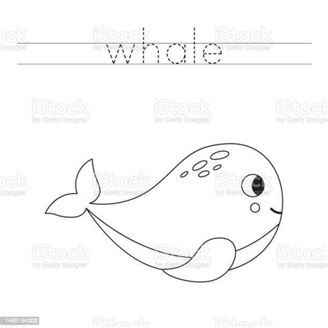 글자를 추적하고 만화 고래를 색칠하십시오 아이들을위한 필기 연습 고래에 대한 스톡 벡터 아트 및 기타 이미지 고래 교육 귀여운 Istock